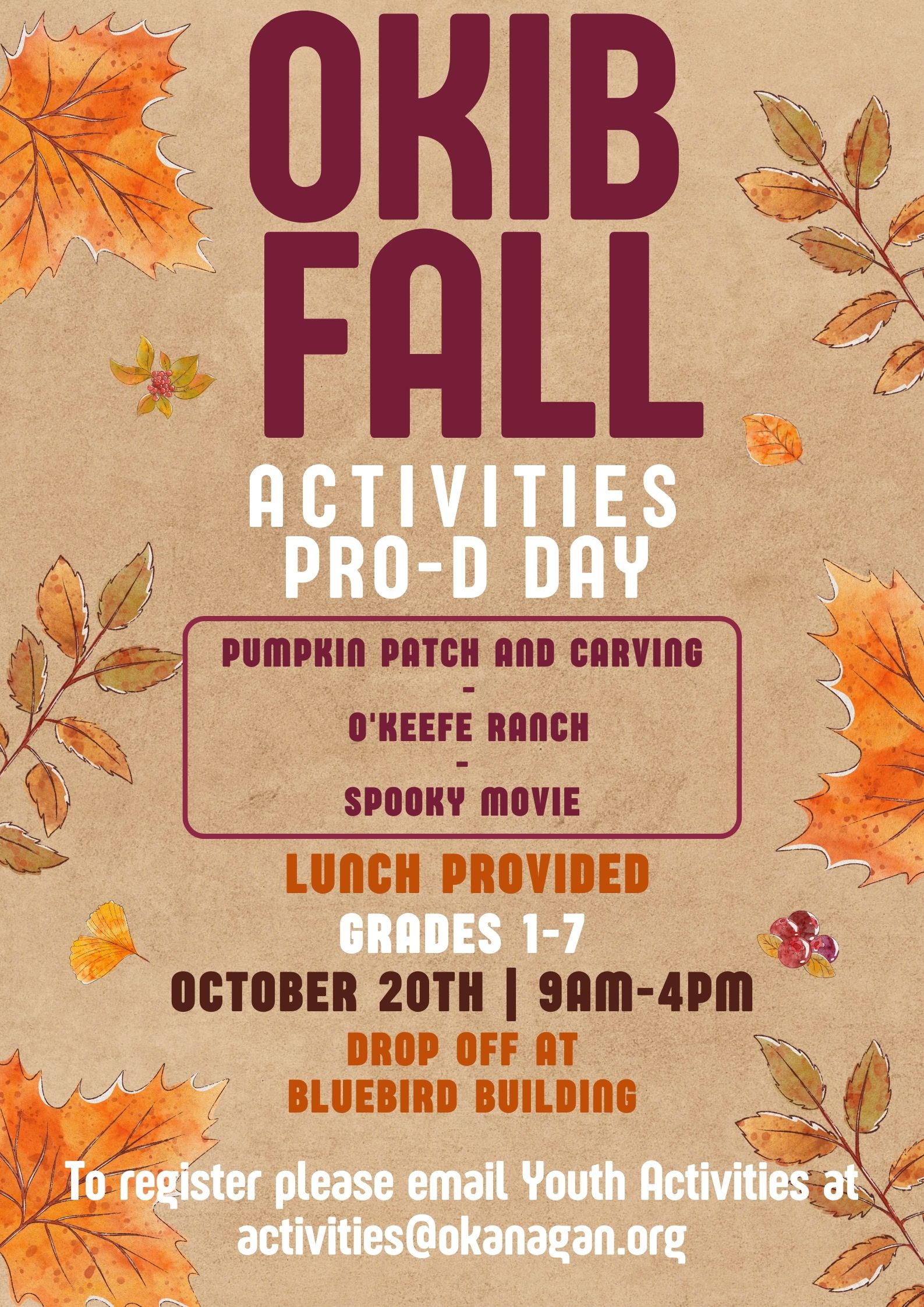 Fall Youth Pro-D day activities - Okanagan Indian Band