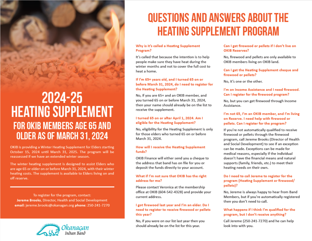 2024-25 OKIB Heating Supplement Program for Elders - Okanagan Indian Band