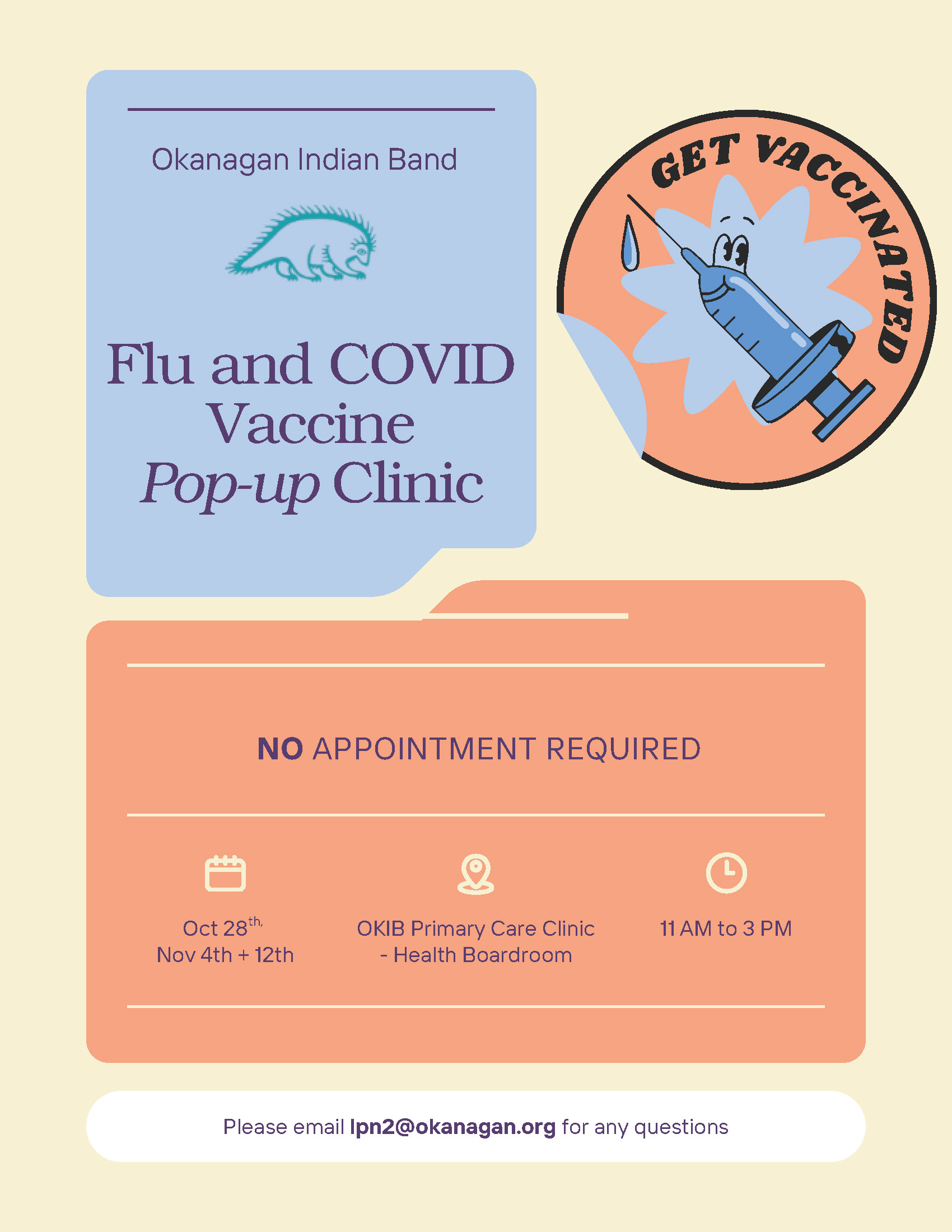 Flu and COVID Vaccine Pop-up Clinic - Okanagan Indian Band