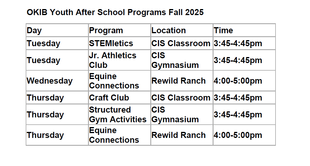 OKIB Youth Activities After School Programs for Fall 2025 - Okanagan ...