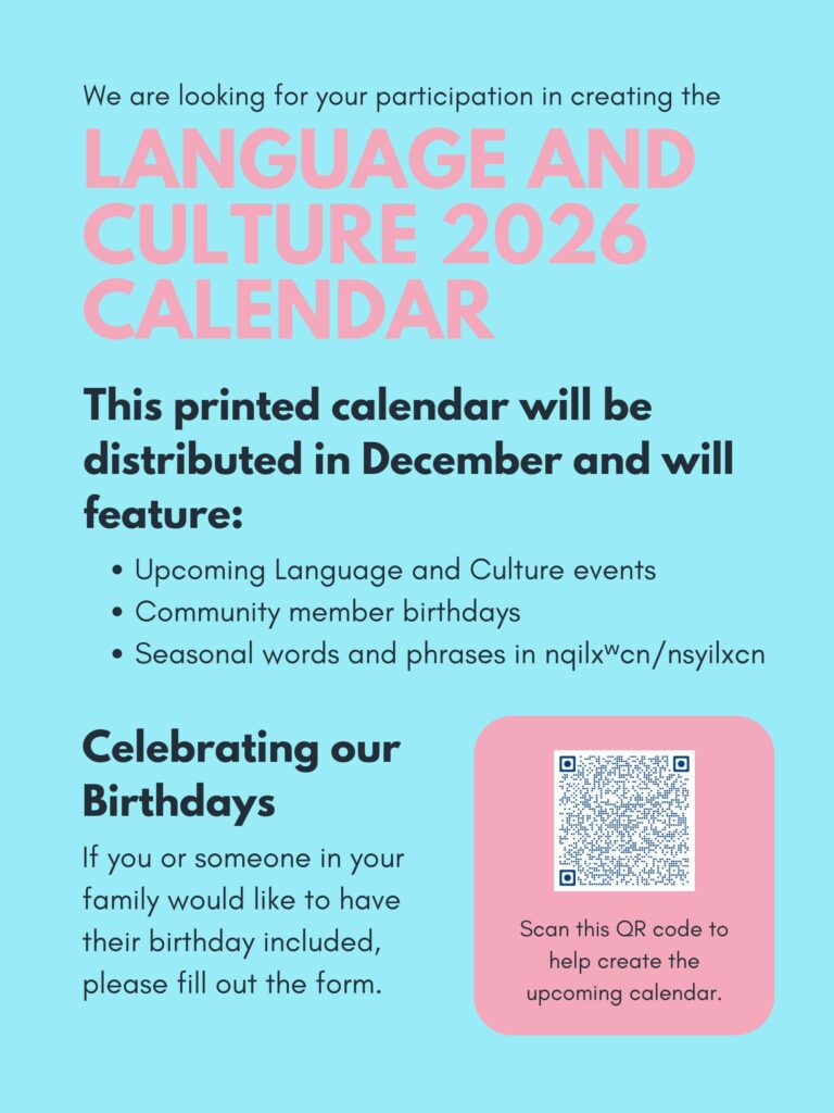 Language and Culture Calendar 2026 - Okanagan Indian Band